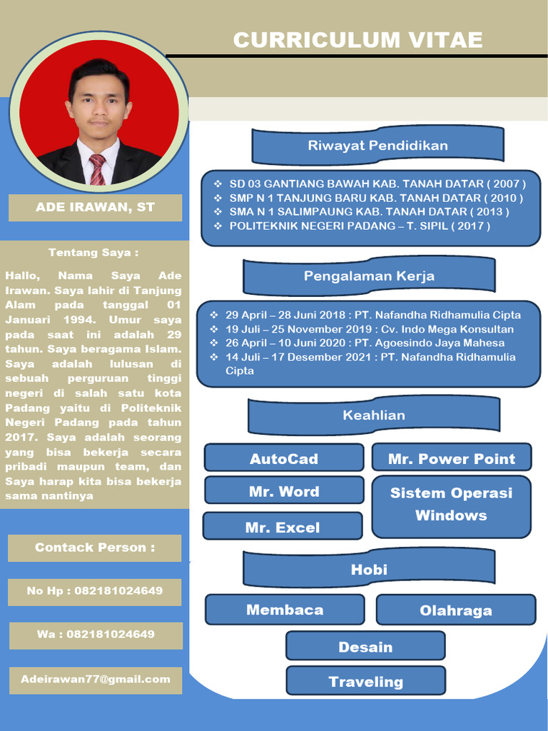 CV Ade Irawan Lengkap | PDF
