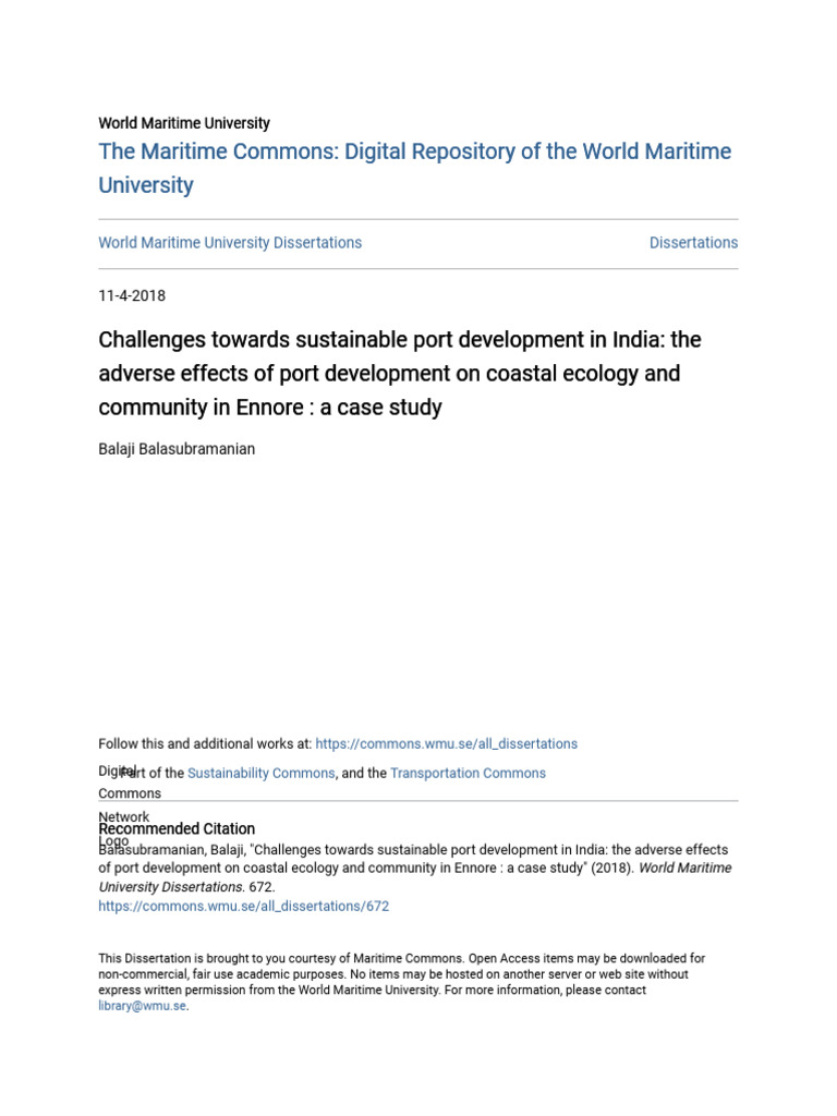 Challenges Towards Sustainable Port Development in India - The Adv ...