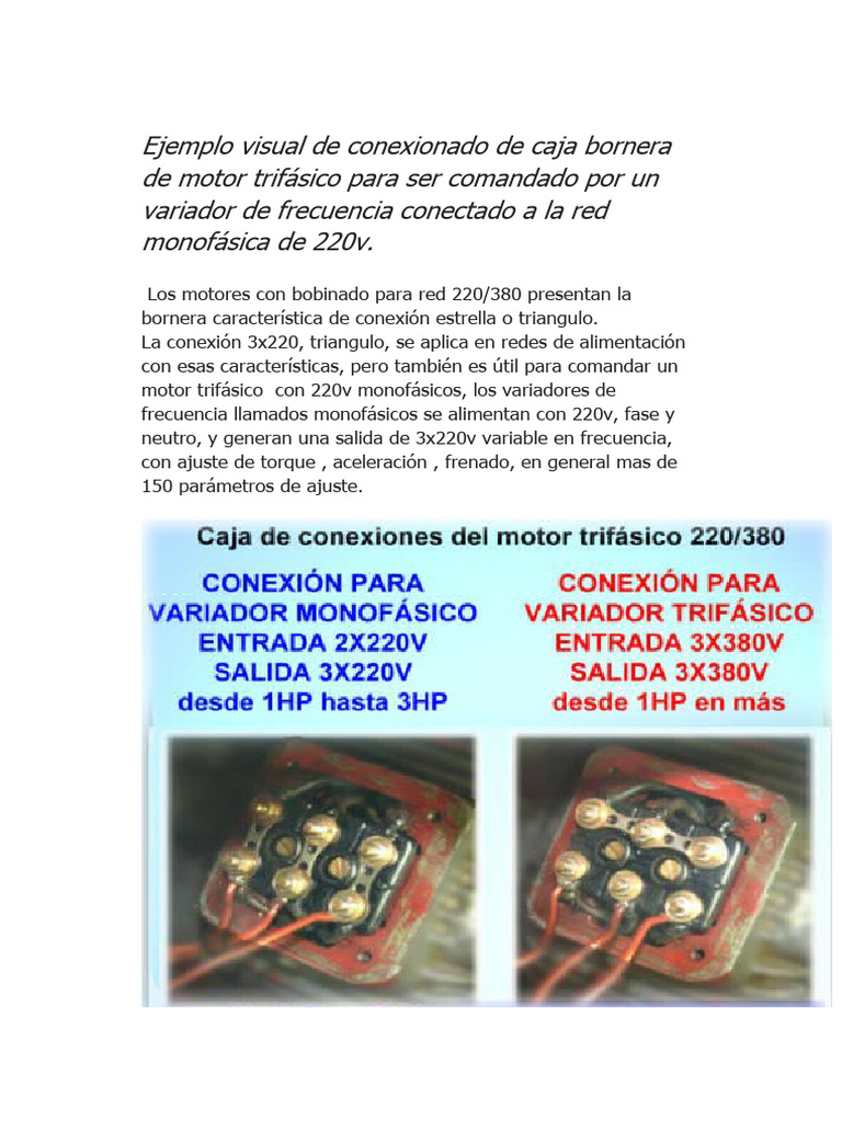 Ejemplo Visual de Conexionado de Caja Bornera de Motor Trifásico para ...