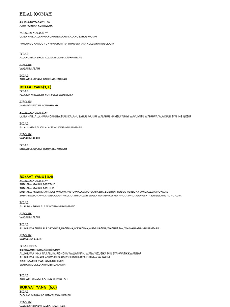 Bilal Iqomah | PDF