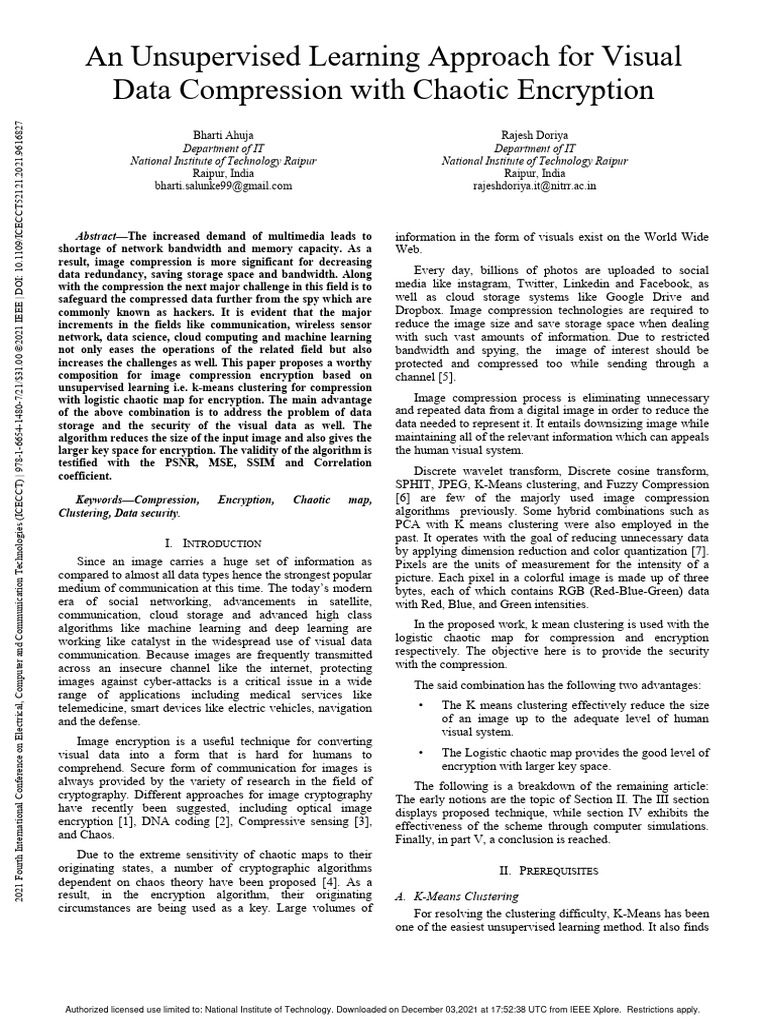 IEEE - Kmean - Compression Encryption | PDF | Data Compression | Cluster Analysis