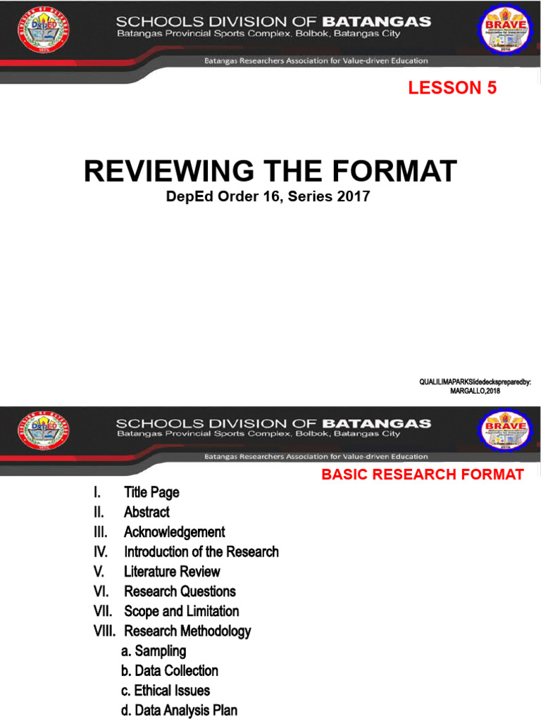 Lesson 4. Review On Format | PDF | Methodology | Data