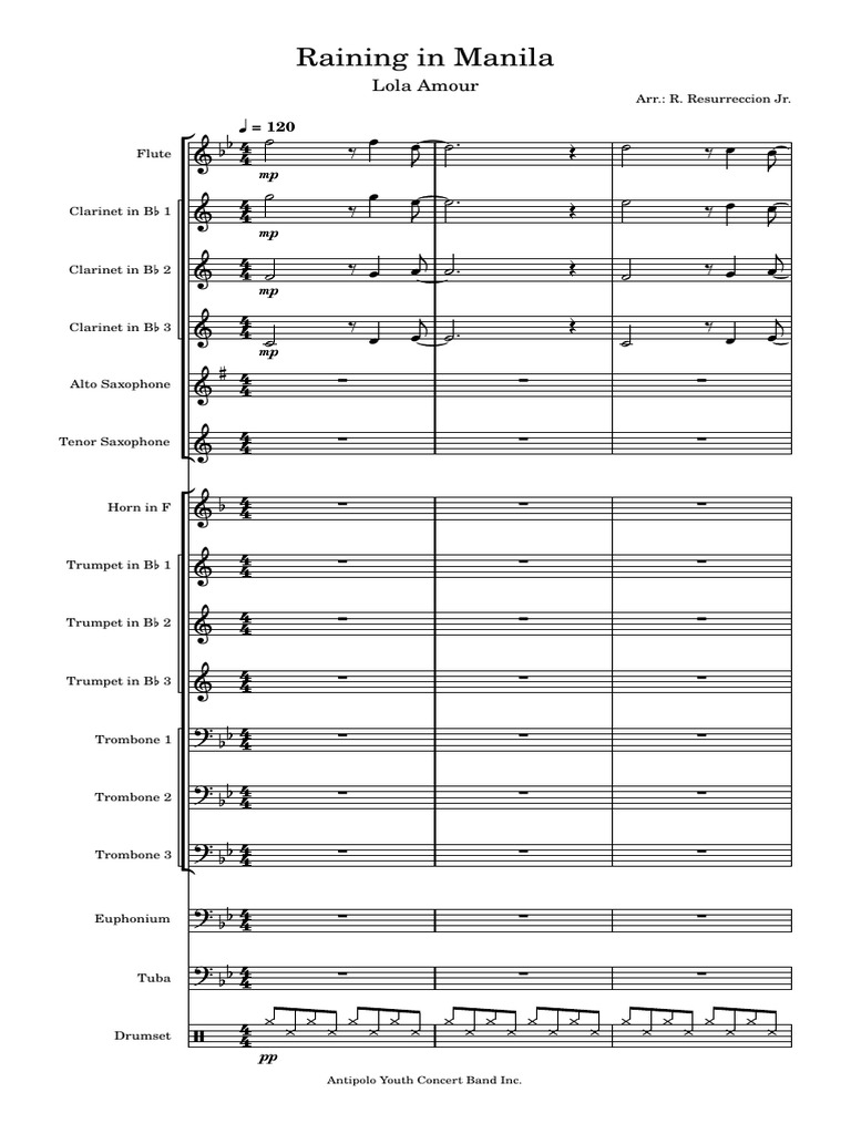 Raining in Manila Lola Amour Concert Band | PDF | Musical Compositions | Music Production