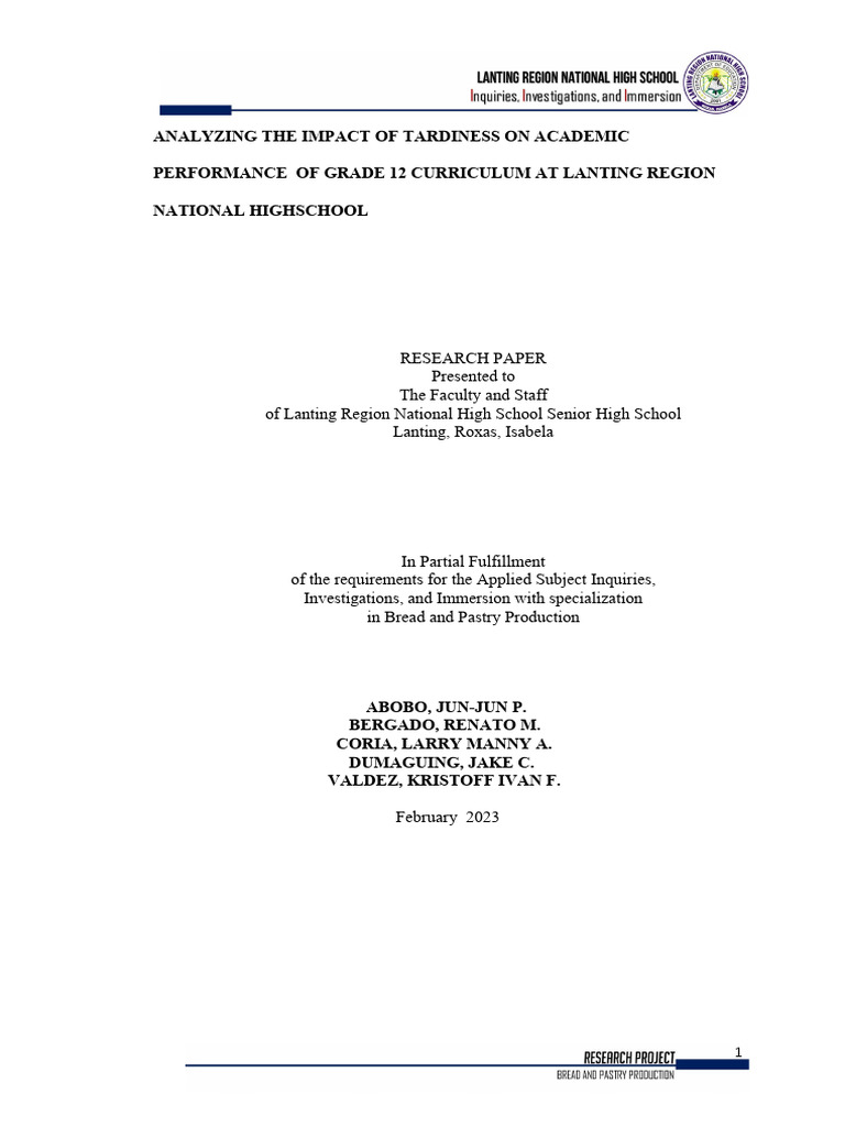 Tardiness Impact on Grade 12 Performance | PDF | Learning | Adolescence