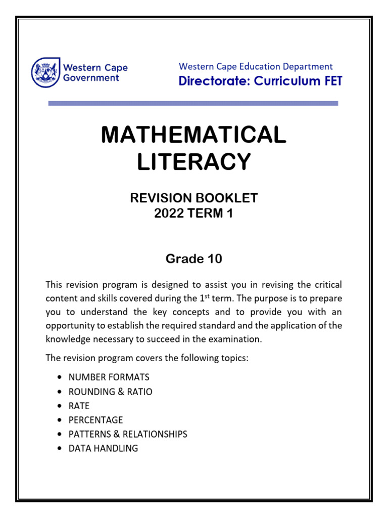 Grade 10 Maths Literacy Revision Term 1 | PDF | Ratio | Cupcake
