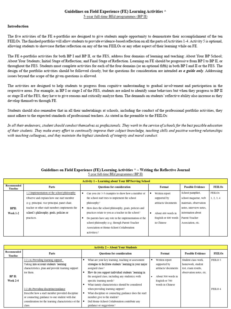 Guidelines On FE Learning Activities - BP2 - Eng - (Ver 0822) | PDF ...