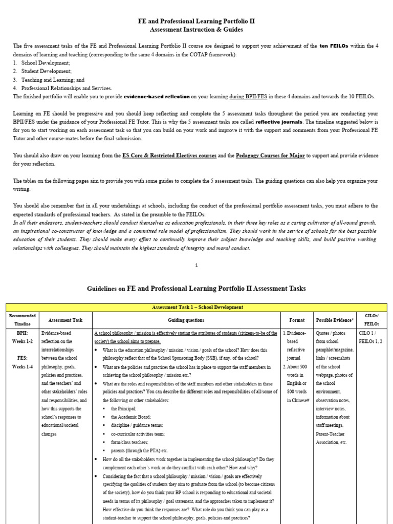 Portfolio II Assessment Tasks Guides | PDF | Educational Assessment ...