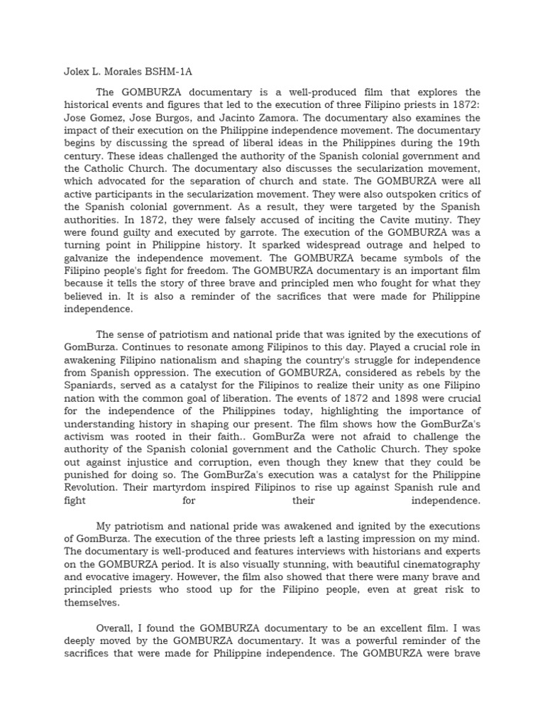 Morales, Jolex L. BSHM-1A Reaction Paper Completed | PDF | Philippines | Philippines–Spain Relations