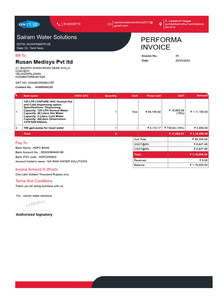 PERFORMA INVOICE_45_20_03_24 | PDF | Economy Of India | Economy Of Asia