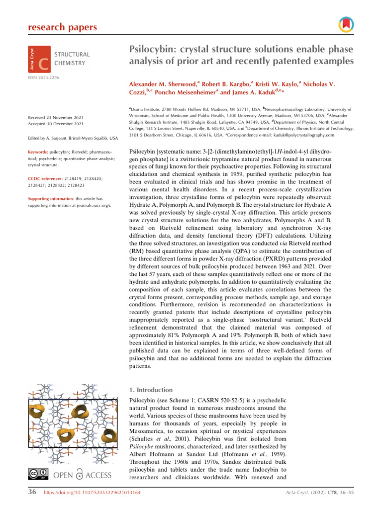 Psilocybin Crystal Structure Solutions Enable Phas | PDF | X Ray ...