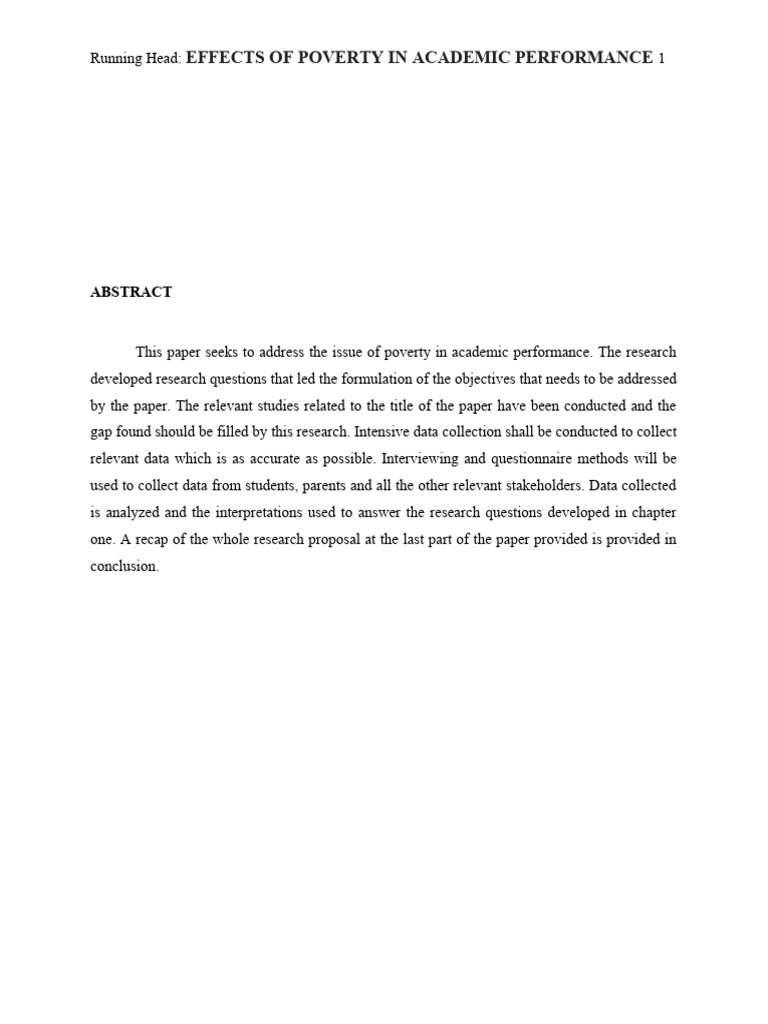 Impact of Poverty on Academic Performance | PDF | Survey Methodology ...
