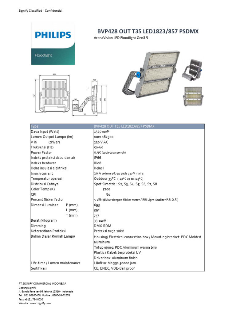 ArenaVision LED Floodlight BVP428 Gen3.5 | PDF | Electrical Engineering