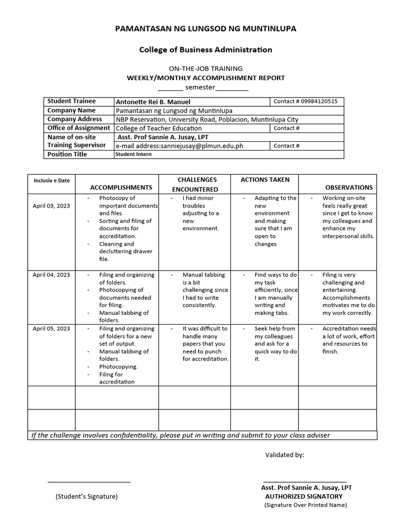 Accomplishment Report 1 | Download Free PDF | Behavior Modification | Social Psychology