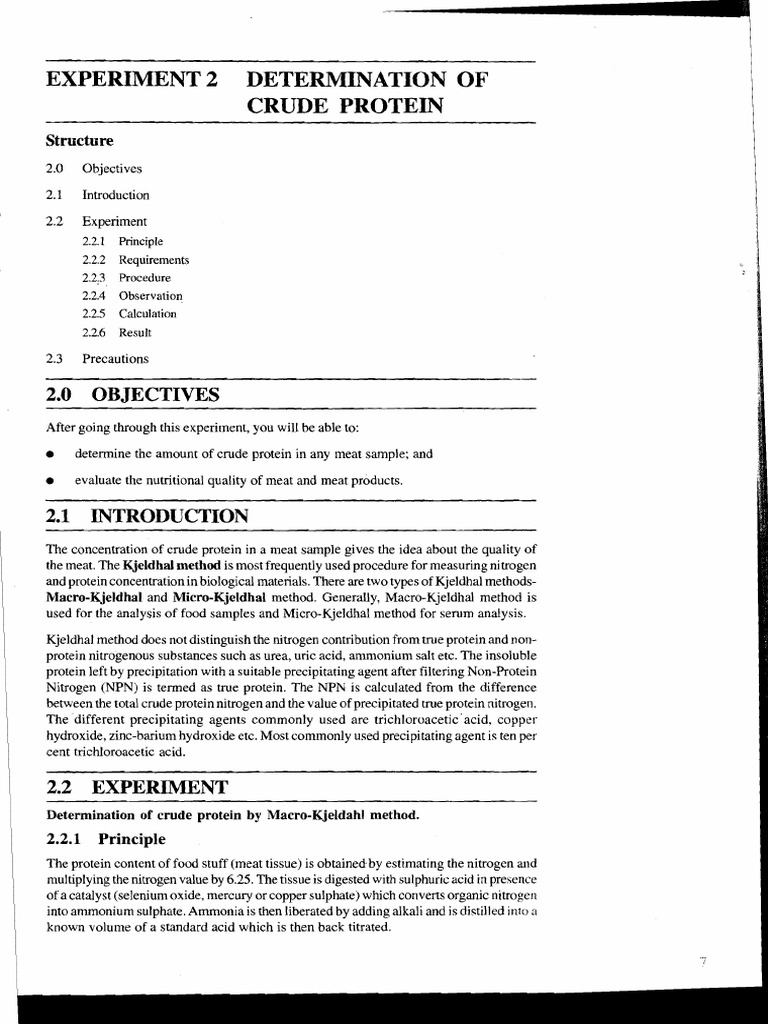 Crude Protein From Meat | PDF | Distillation | Nitrogen