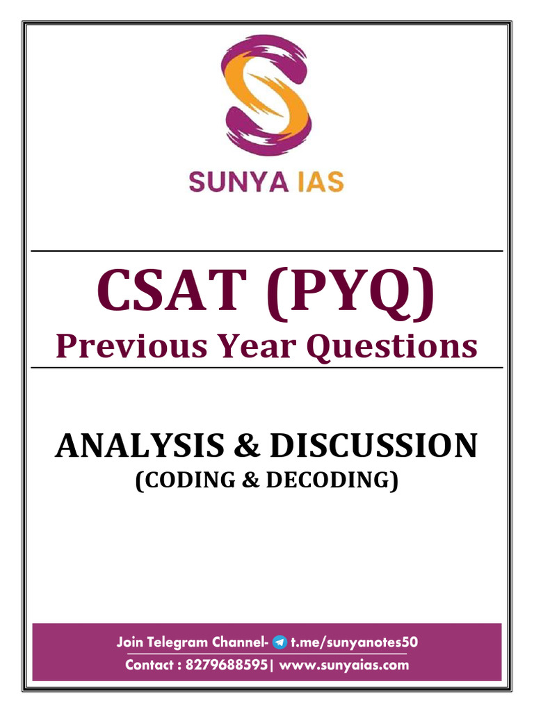 Csat Pyq - Topic - 2 Coding & Decoding | PDF | Arithmetic | Mathematics