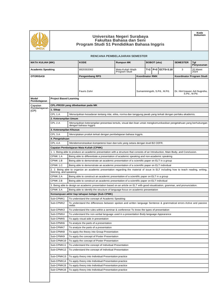 RPS Academic Speaking | PDF | English Language | Grammar