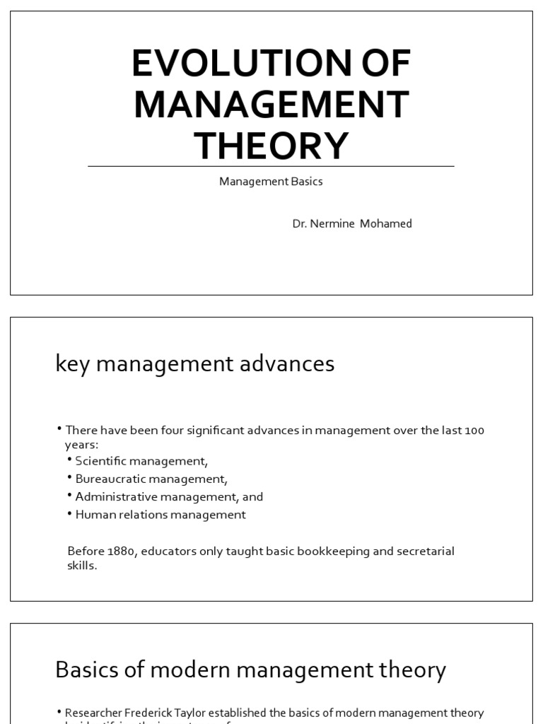 Evolution of Management Theory | PDF | Economies | Business