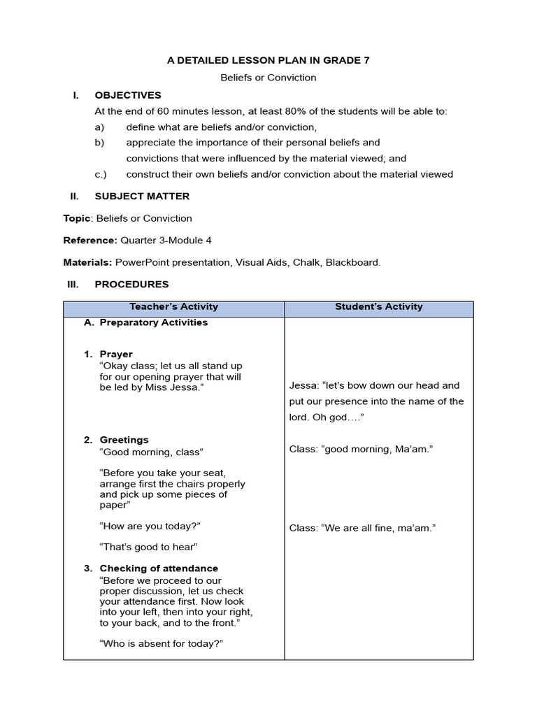 A Detailed Lesson Plan For Grade 7 | PDF | Experience | Statistics