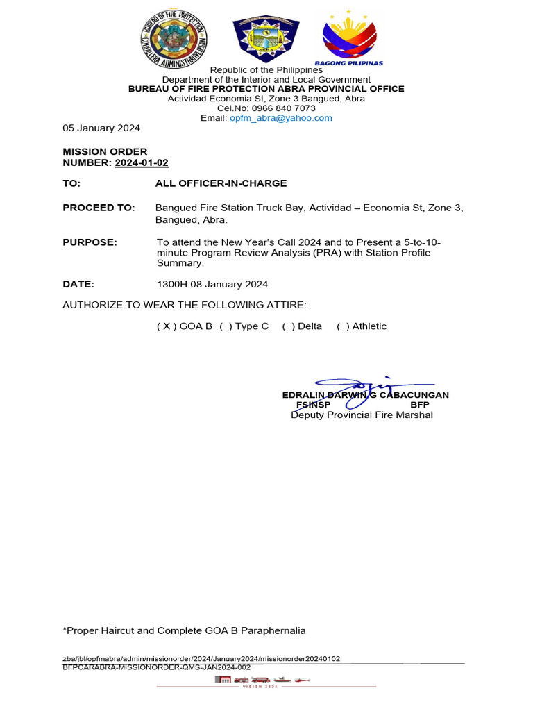 Mission Order-2024-01-02 | PDF