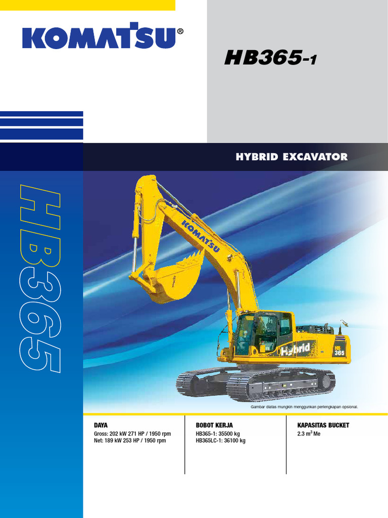 Spesifikasi Excavator Hybrid Komatsu HB365-1 | PDF