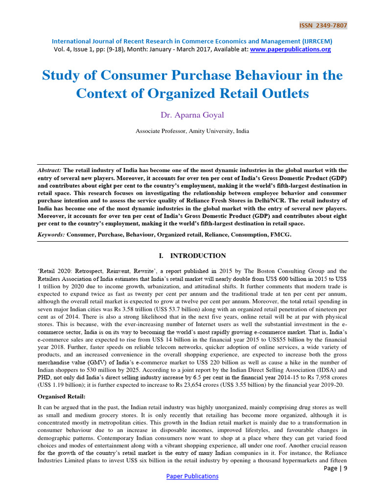 Study of Consumer Purchase-882 | PDF | Retail | Customer Satisfaction