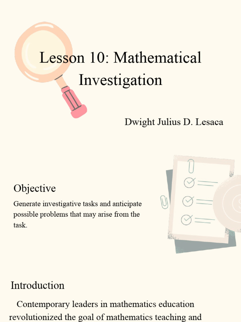 Mathematical Investigation Dwight | PDF | Mathematics | Learning