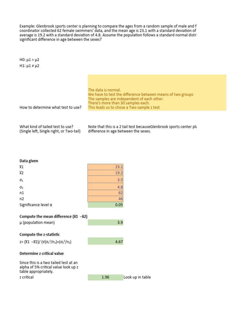 Two-Sample Z-Test for Age Comparison | PDF | Statistical Significance ...