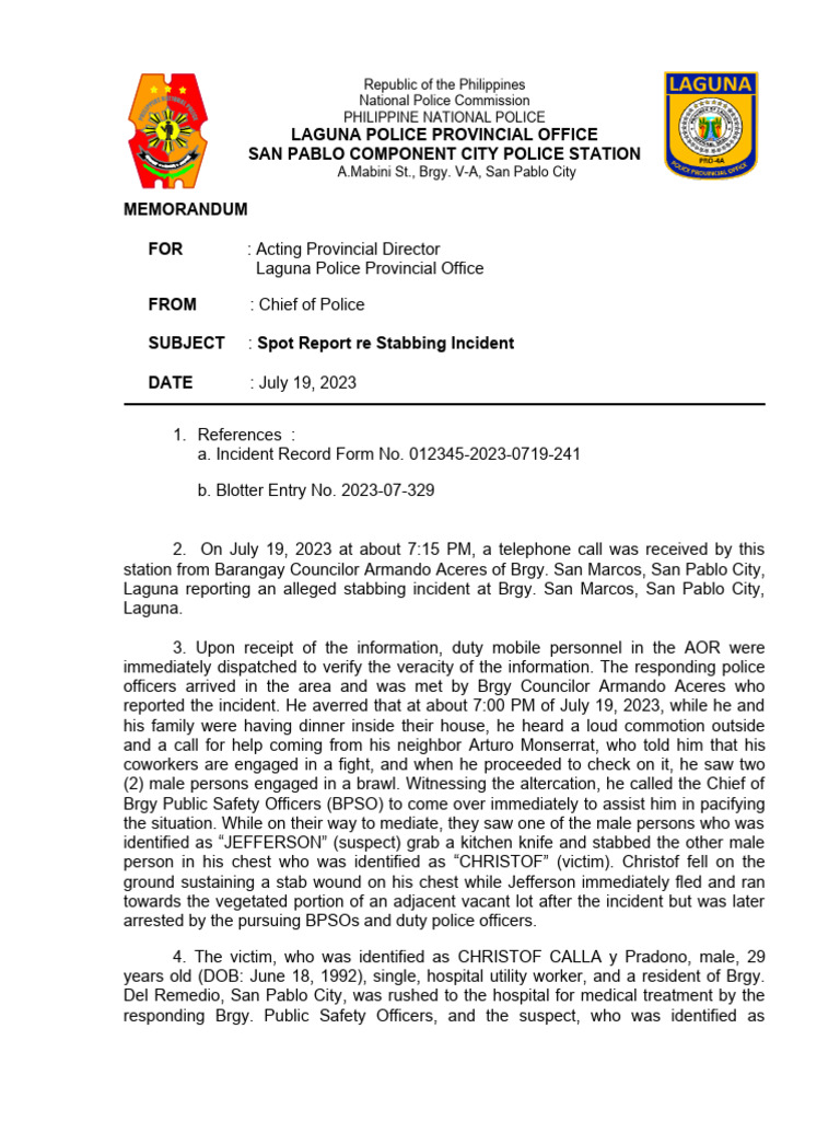 Spot-Report Sms Homicide Cic Case Folder | Download Free PDF | Crime ...