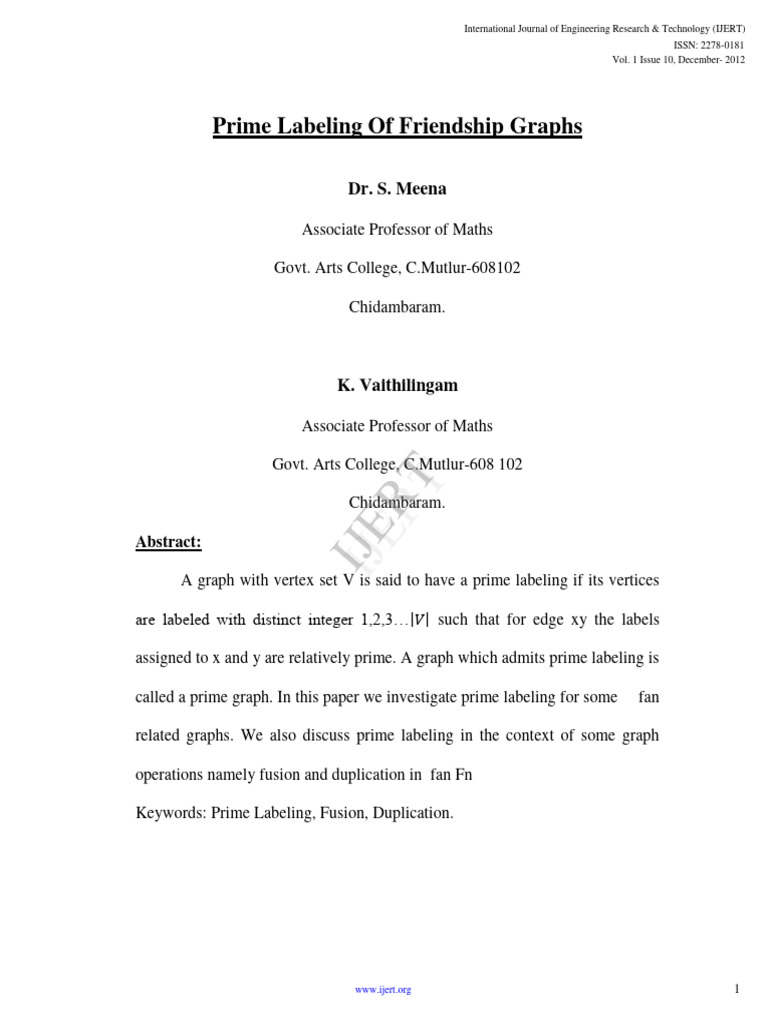 Prime Labeling of Friendship Graphs | PDF | Vertex (Graph Theory ...