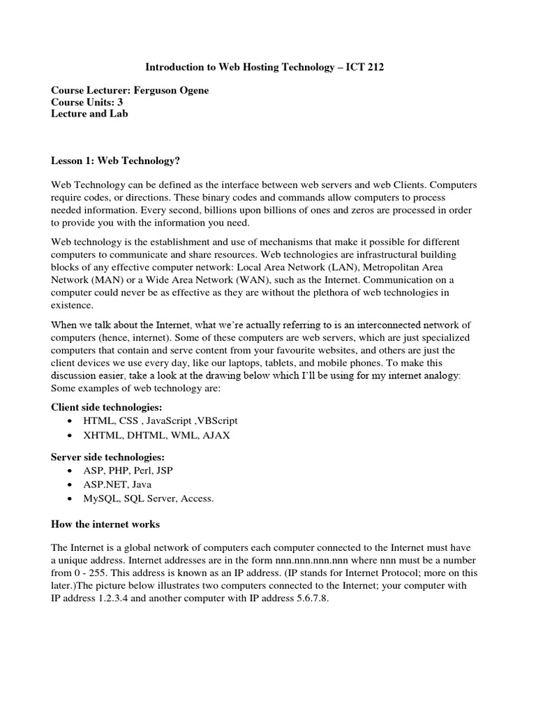 An Introduction To Web Hosting (ICT212) | Download Free PDF | Dynamic ...