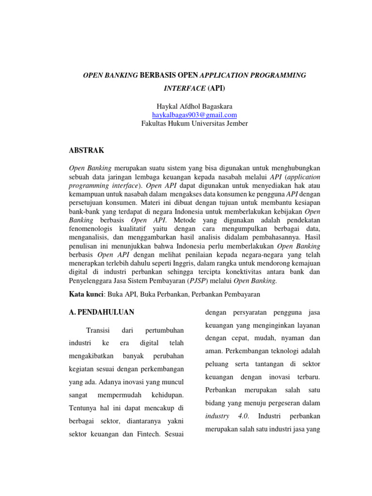 Open Banking Berbasis Open Application Programming Interface (Api) | PDF | Komputer