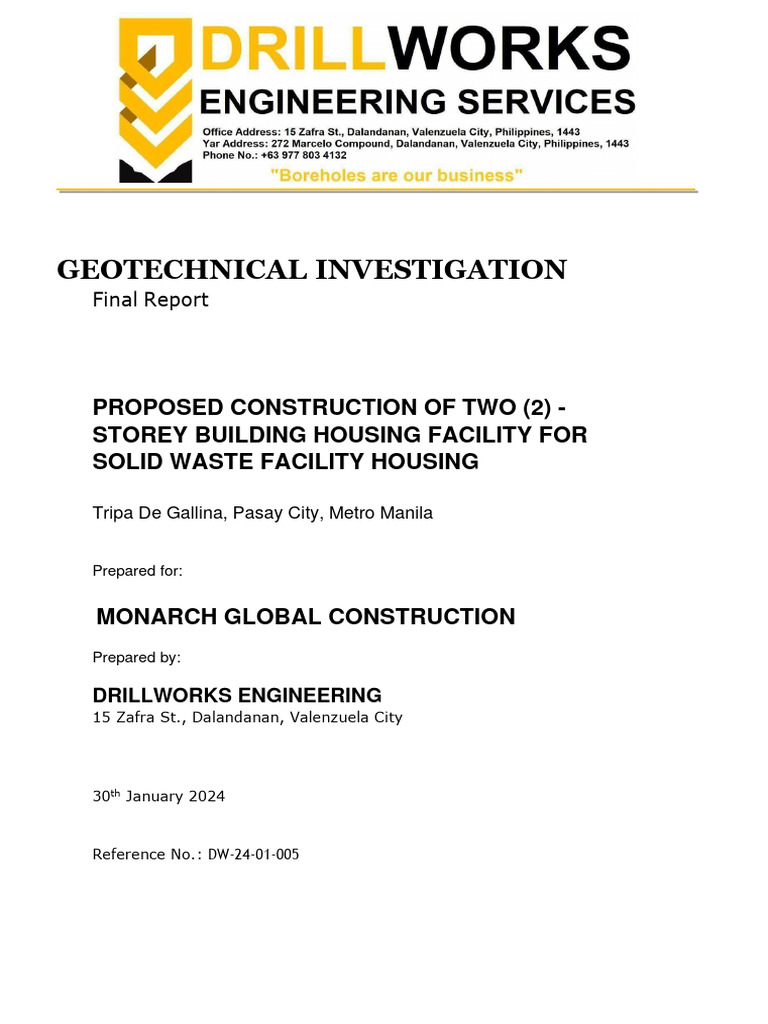Geotechnical-Investigation-Report - Proposed Construction of Two Storey Housing BLDG - Pasay ...