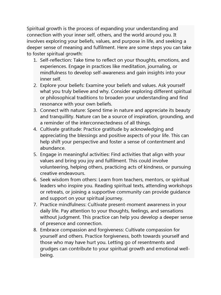 Steps for Personal Spiritual Growth | PDF | Spirituality | Mindfulness