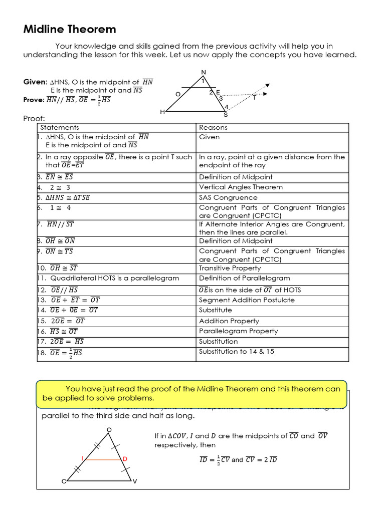 Midline Theorem | PDF | Perpendicular | Classical Geometry