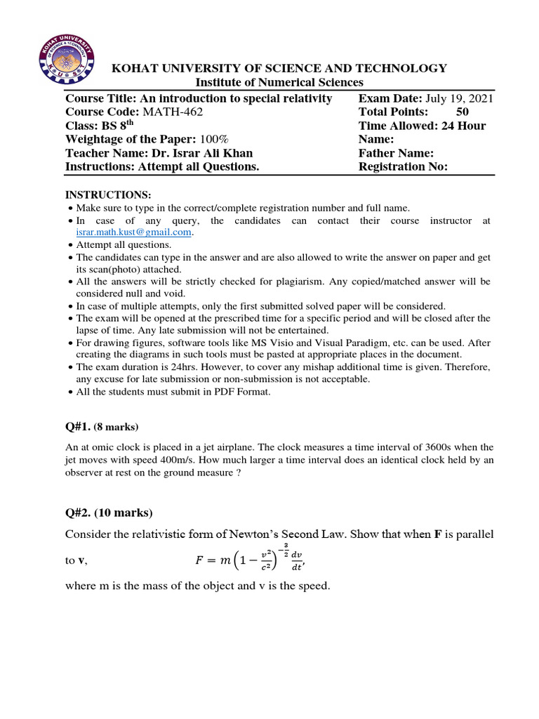 Special R, Paper | PDF | Mass | Momentum