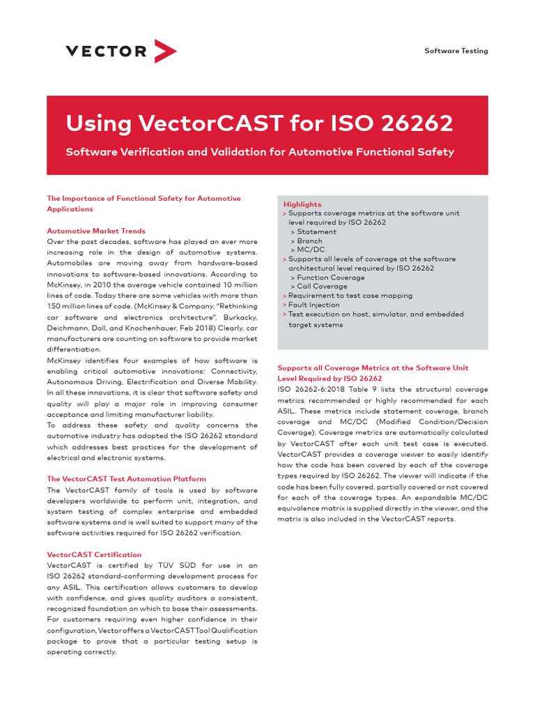 VectorCAST ISO-26262 Factsheet EN | PDF | Information Technology | Engineering