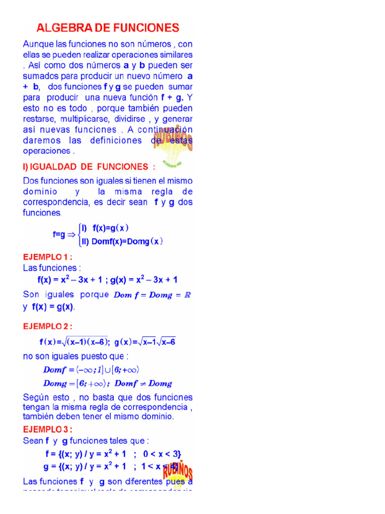 Algebra de Funciones Rubiños | PDF