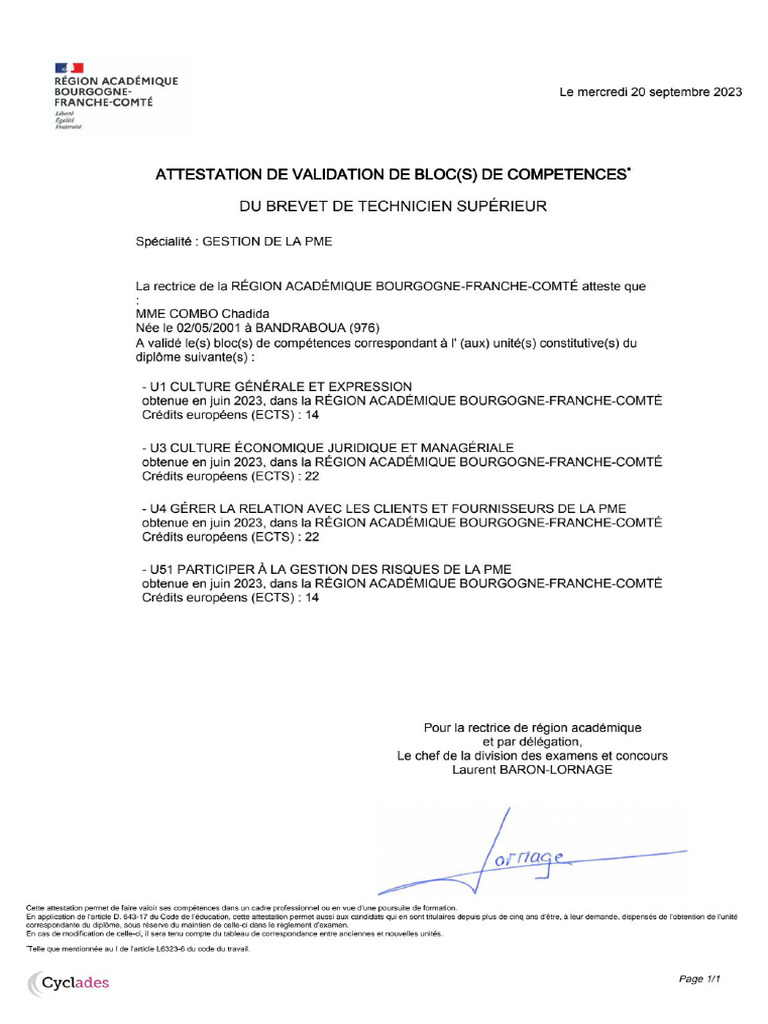 Attestations de Blocs de Competence | PDF