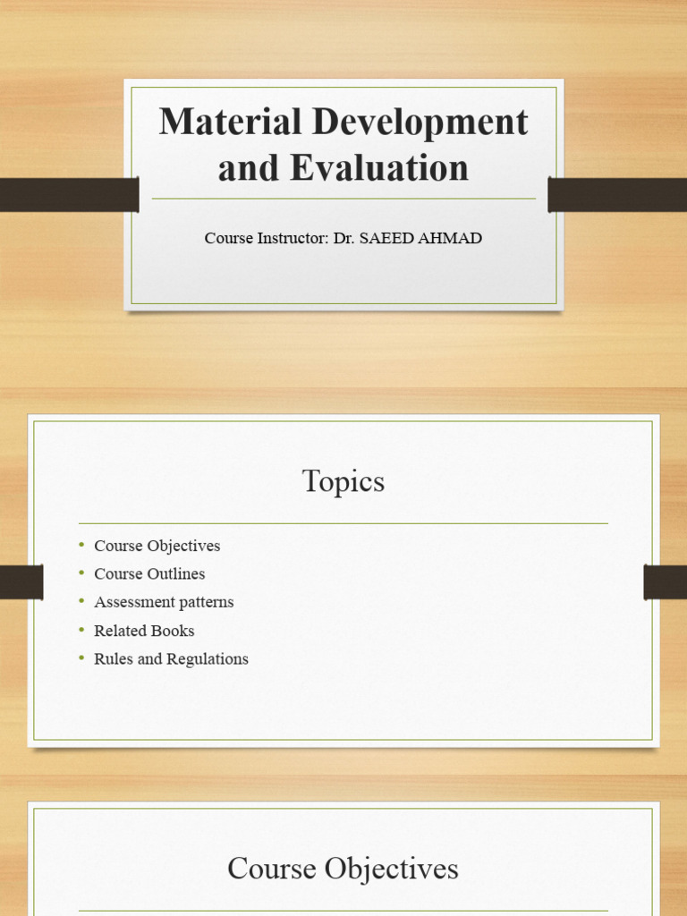 Syllabus Material Development and Evaluation | PDF | Language Education | Curriculum