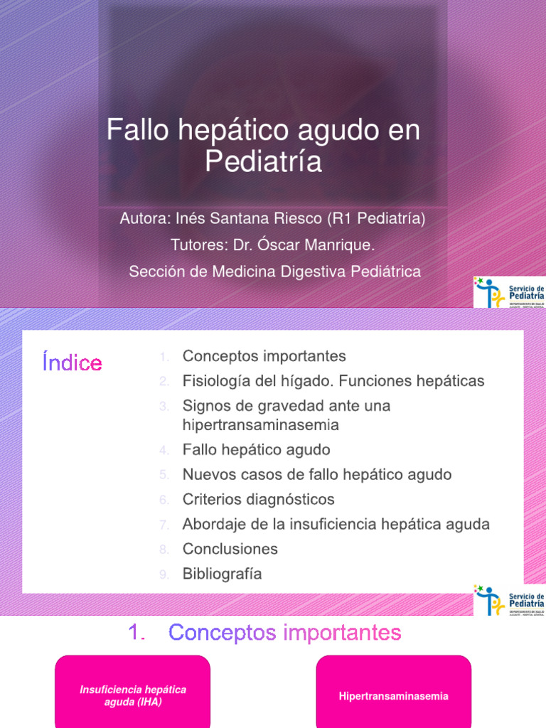 Sesion r1 Ines Santana Fallo Hepatico Agudo en Pediatria | PDF | Transaminasa | Causas de la muerte