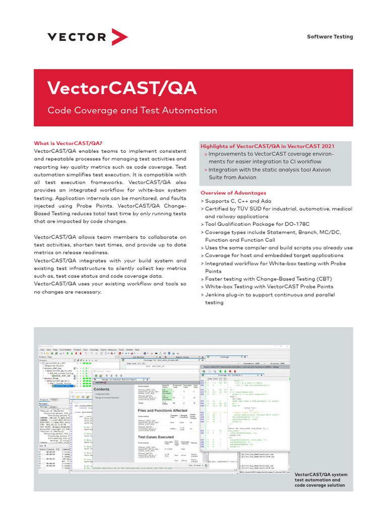 Vectorcast Qa Factsheet En Pdf Software Testing Software Industry
