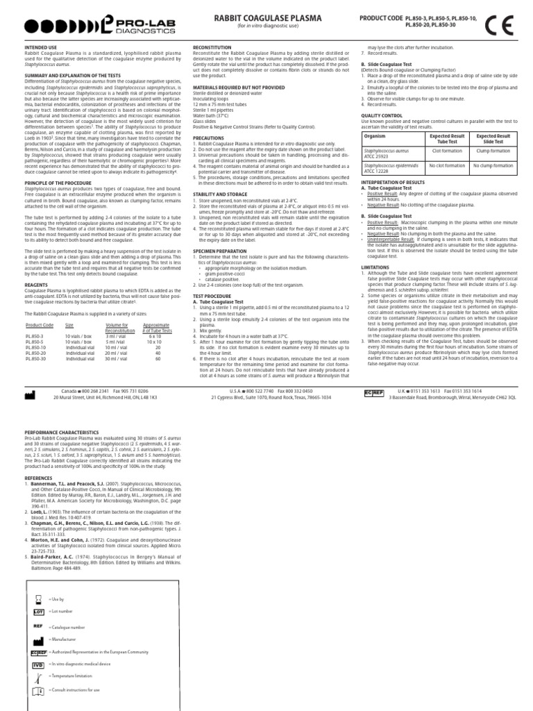 PL850 Rabbit-Coagulase-Plasma English | PDF | Staphylococcus | Microbiology