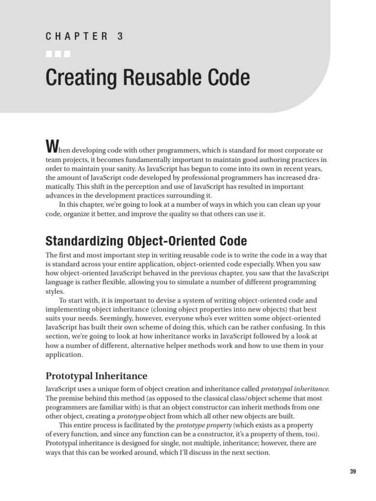 Best Practices for Reusable JavaScript Code | PDF | Inheritance (Object ...