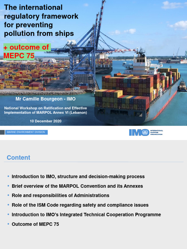 The - International - Regulatory - Framework - For - Preventing - Pollution - From - Ships ...