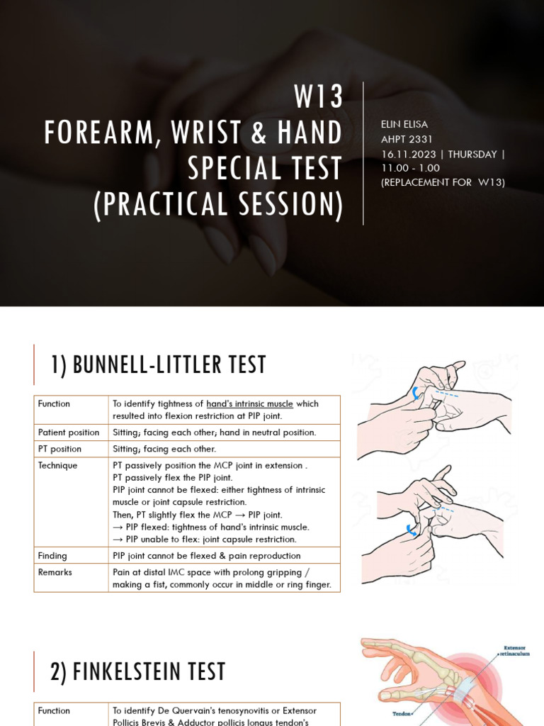Physiotherapy Hand Test Guide | PDF | Hand | Thumb