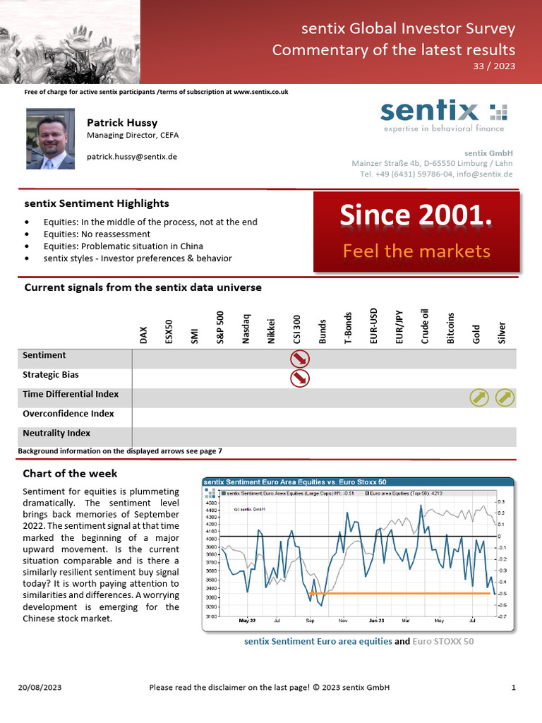 2023 08 20 Sentix Survey Essentials | PDF | Investing | Bonds (Finance)
