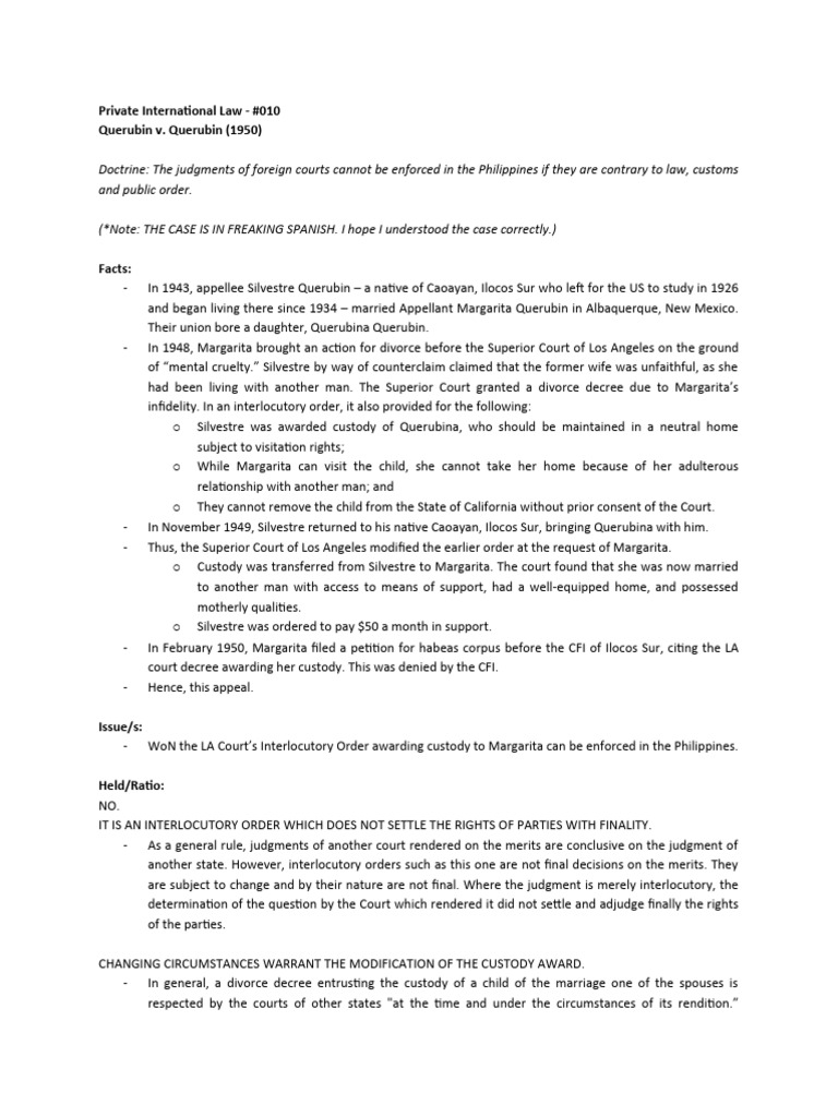 010 - Querubin v Querubin | PDF | Child Custody | Judgment (Law)
