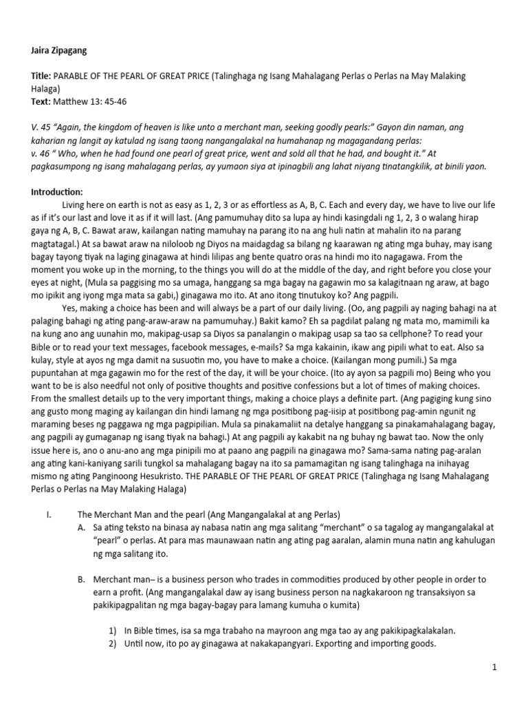 Parable of the Pearl of Great Price | PDF