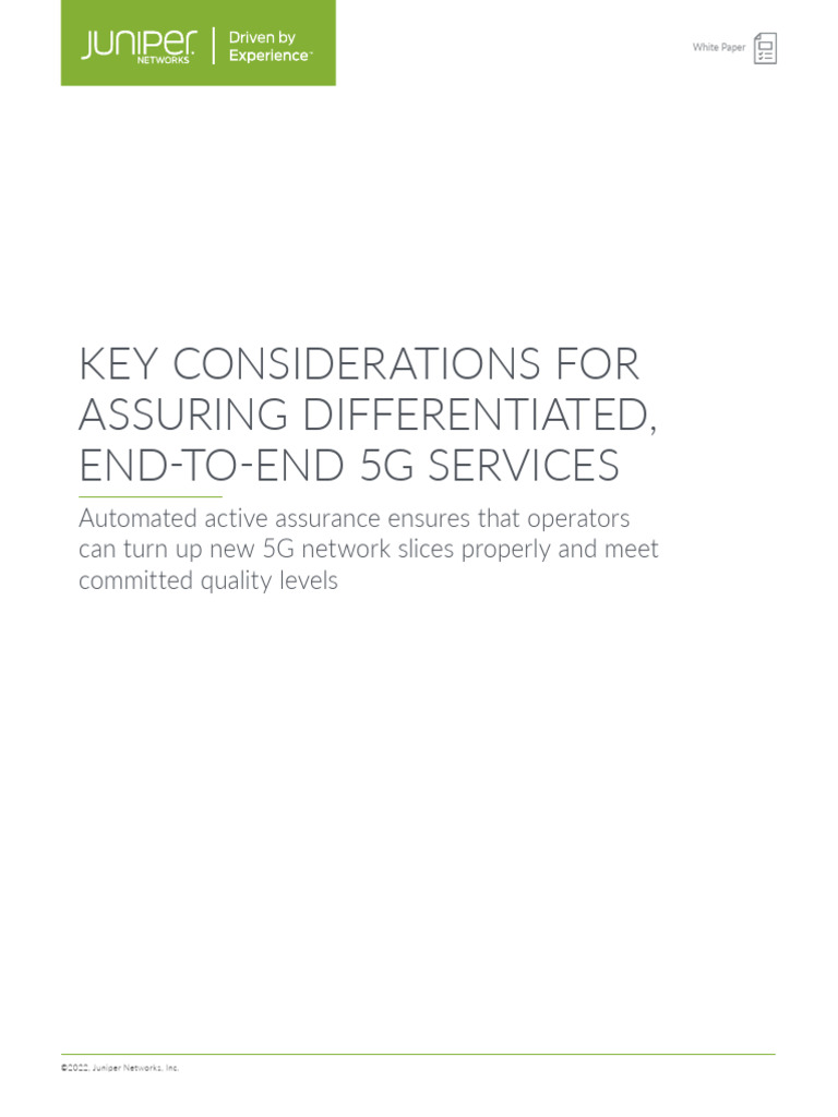 Key Considerations For Assuring Differentiated End To End 5g Services Pdf Computer Network