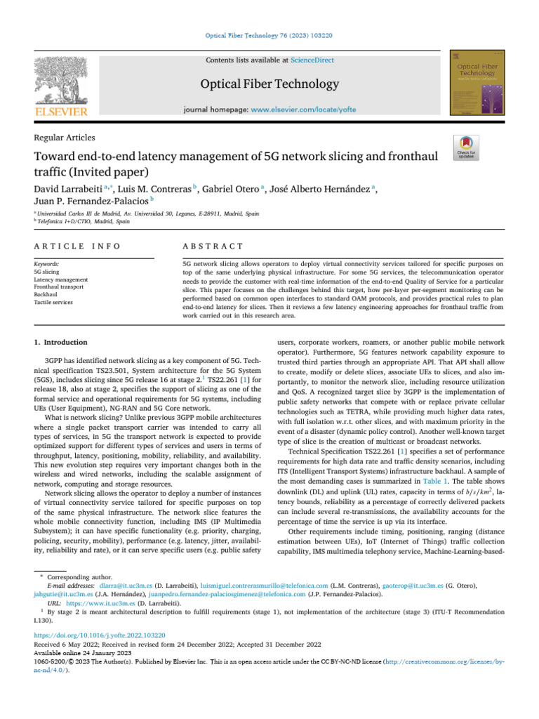 Toward End to End Latency Management of 5G Network Slicin 2023 Optical Fiber | PDF | Computer ...